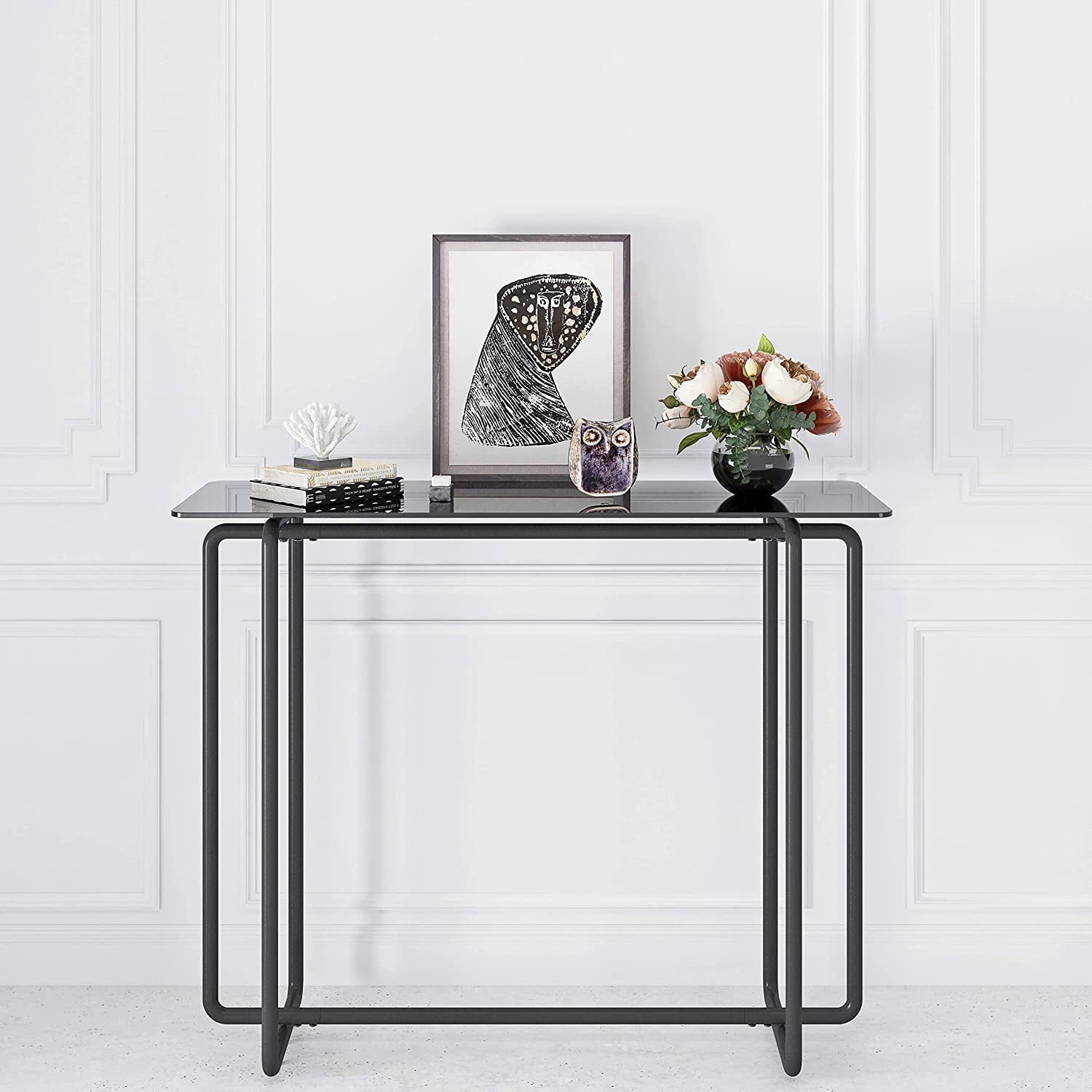 Console Table, Tempered Glass Entryway Table, Modern Sofa Table with ...