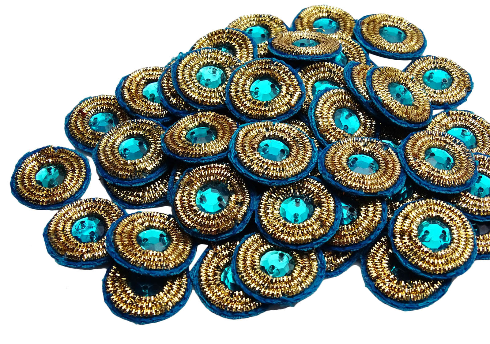 Decorative Small Round Shape Craft Sewing Handmade Light Blue Appliques ...