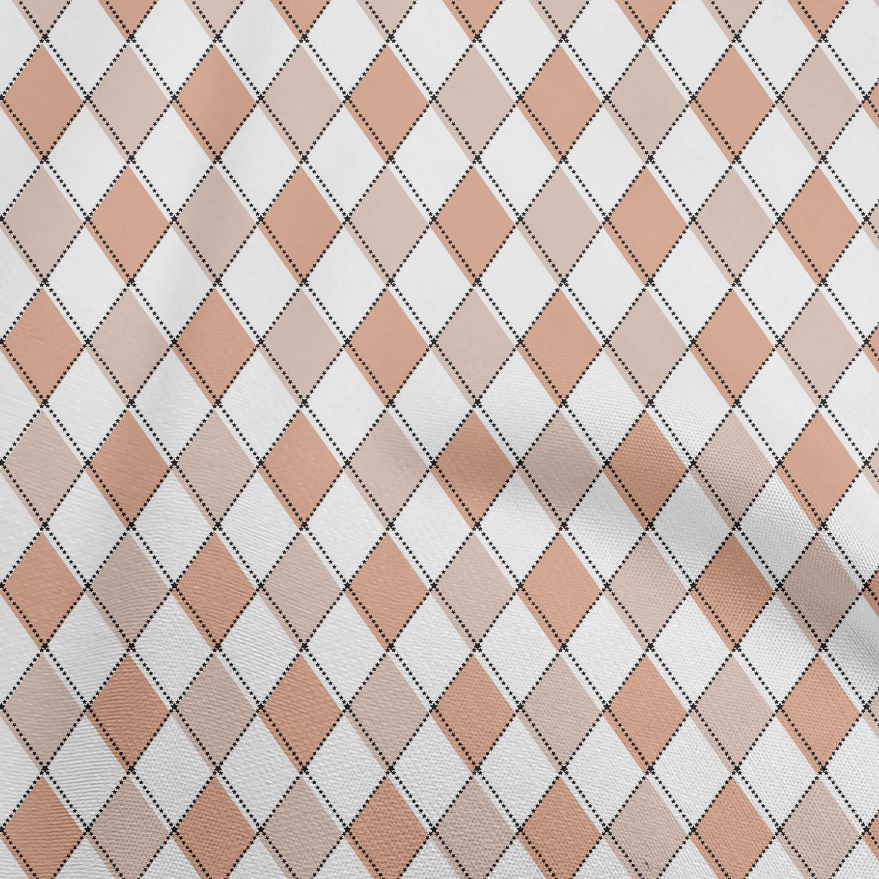oneOone Silk Tabby Rose Brown Fabric Argyle Sewing Material Print ...
