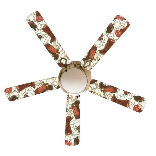 888 Cool Fans F52-0001023 52 in. Cowboy Boot Western 5-Blades White ...