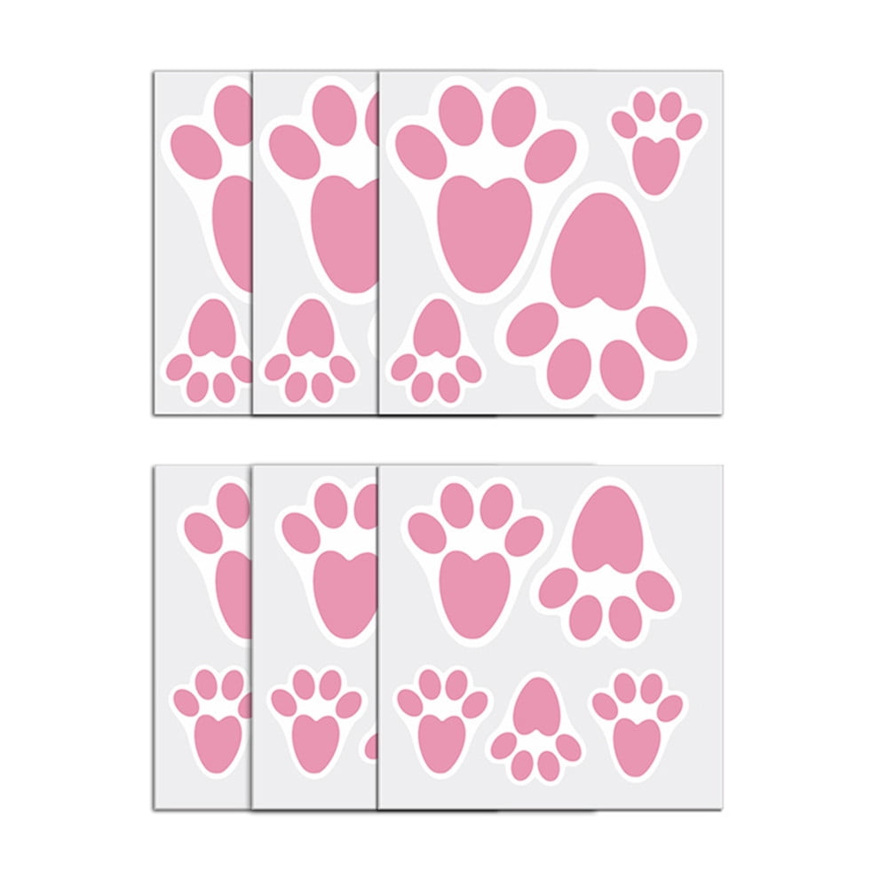 Easter Bunny Paw Print Floor Clings Decals Easter Floor Stickers Pink ...