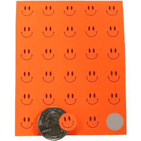Fluorescent Red Smiley Face Dot Circle Stickers 1/2 Inch Round Labels ...