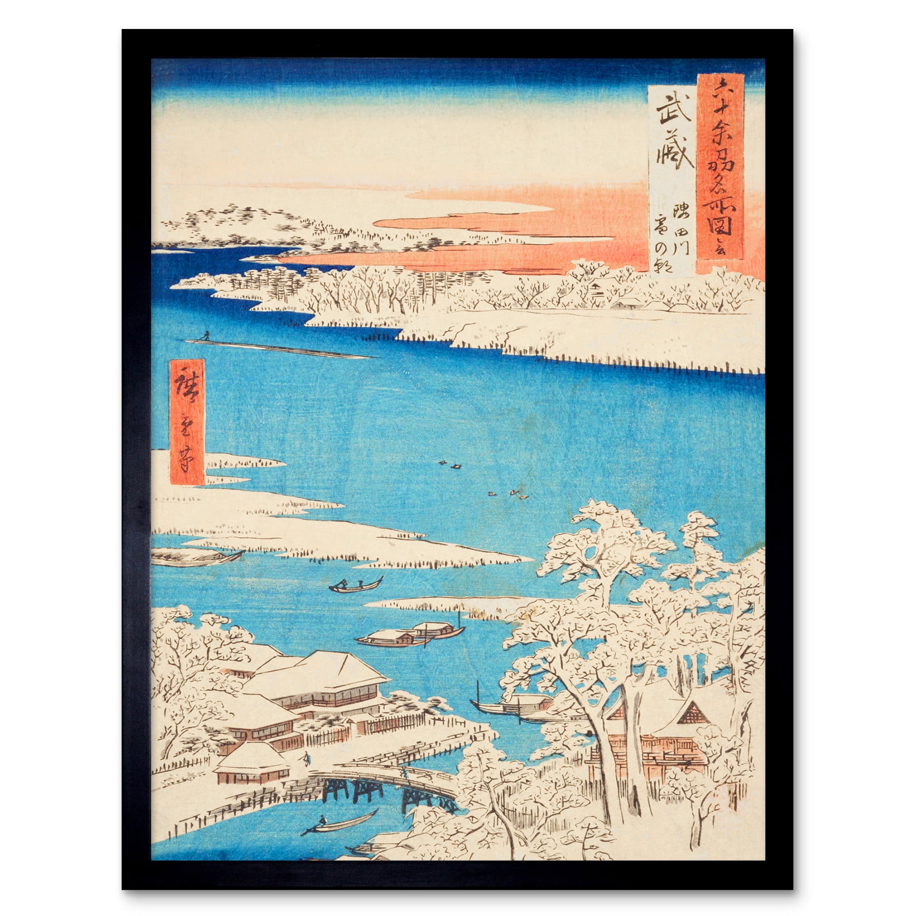 Sumida River, Snowy Morning Musashi Province Utagawa Hiroshige Japanese ...