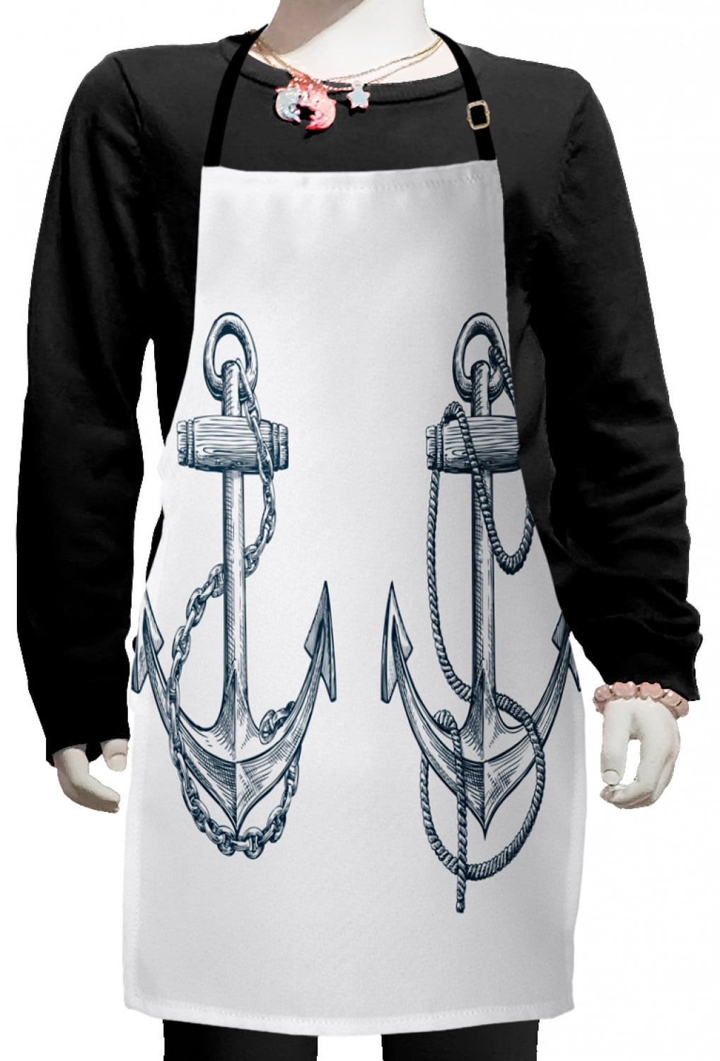 Anchor Kids Apron, Vintage Sketch Nautical Element Ship Sailing Travel ...