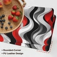 Abstract Wave Line Leather Placemats Set of 4, 12x18 Inch, Black Red ...