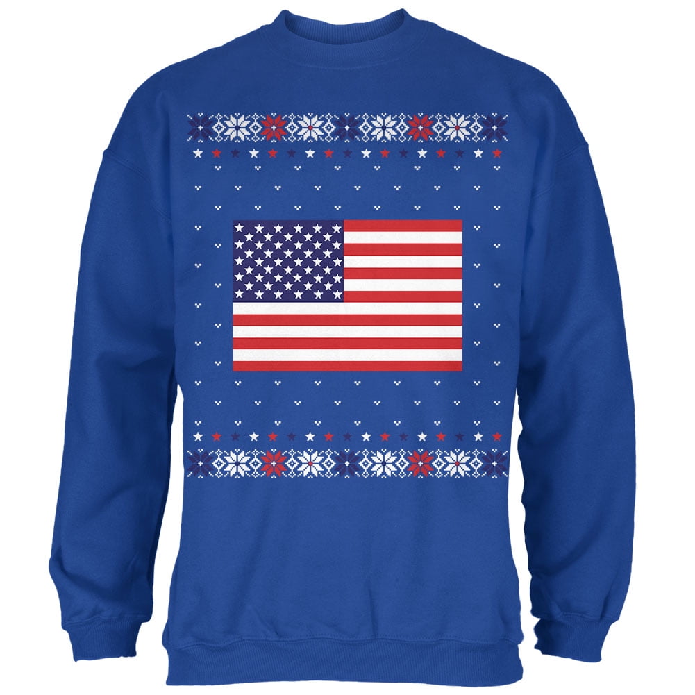 Old Glory Mens USA American Flag Ugly Christmas Sweater Long Sleeve ...