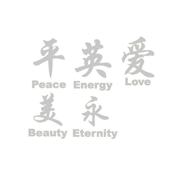 Silver 22" X 5" Chinese Symbol DECAL ART Vinyl wall art Inspirational ...