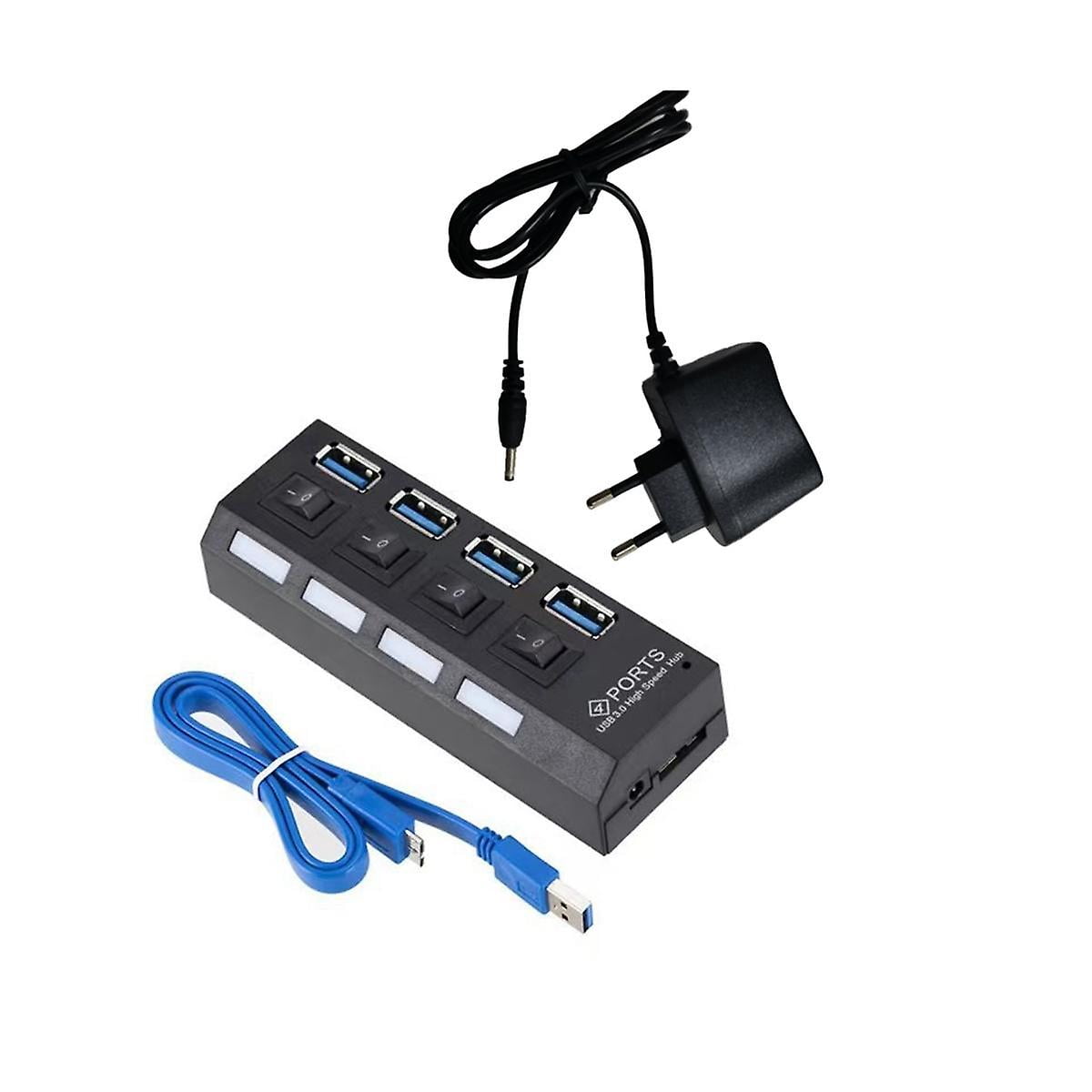 Adaptador de corriente USB 3.0, concentrador divisor multiusb de 4 ...