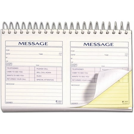 Adams Phone Message Book, 8.5 x 5.25 Inch, Spiral Bound, 2-Part ...