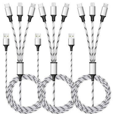 LHJRY USB A/C to Multi Charging Cable, 4ft 3Pack Universal 6-in-1 USB ...