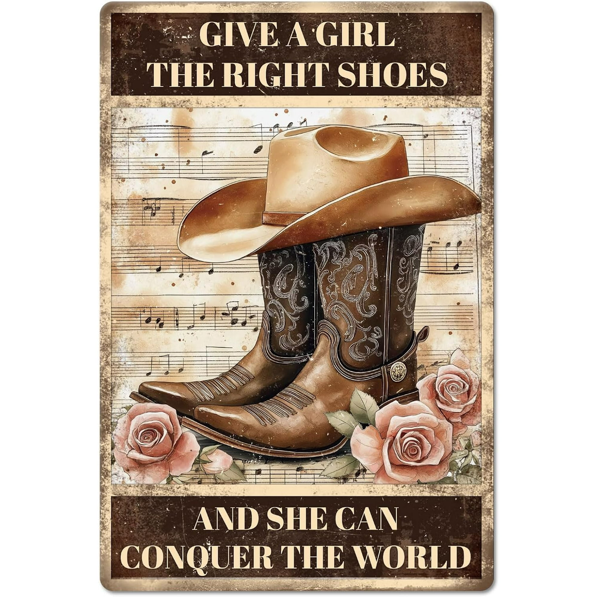 Click here for Nobrand Vintage Flowers Cowgirl Boots Metal Tin Si... prices
