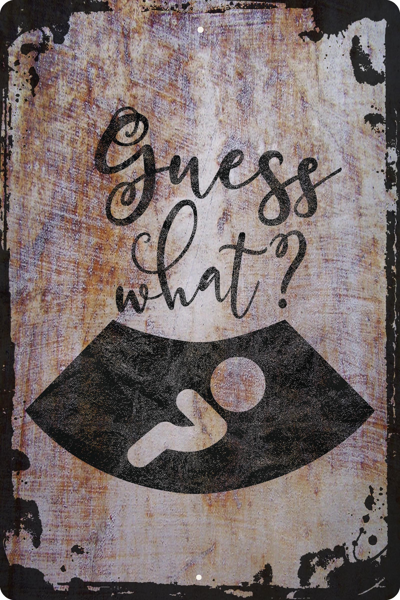 Guess what? Ultrasound cursive pregnancy announcement Beige Wall Art ...