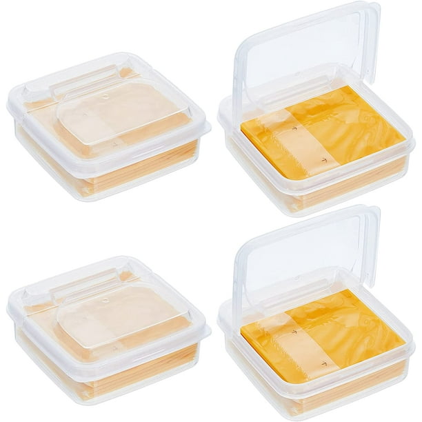4 Pcs 3.9 inch Mini Cheese Container for Fridge Sliced Storage with ...