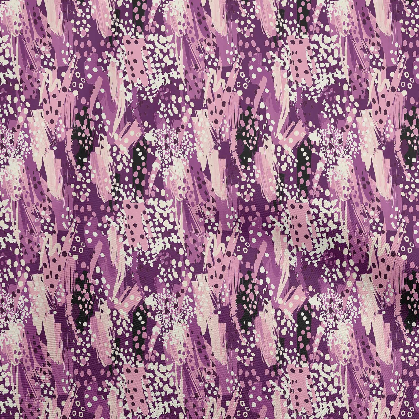 oneOone Viscose Jersey Purple Fabric Abstract Brush Stroke& Dot Fabric ...