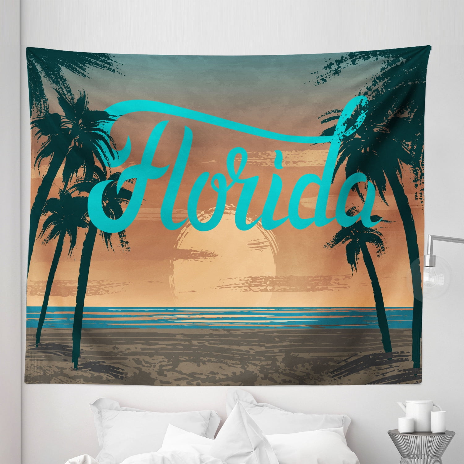 Florida Tapestry, Hand Painting Style Grungy Sunset Scenery at ...