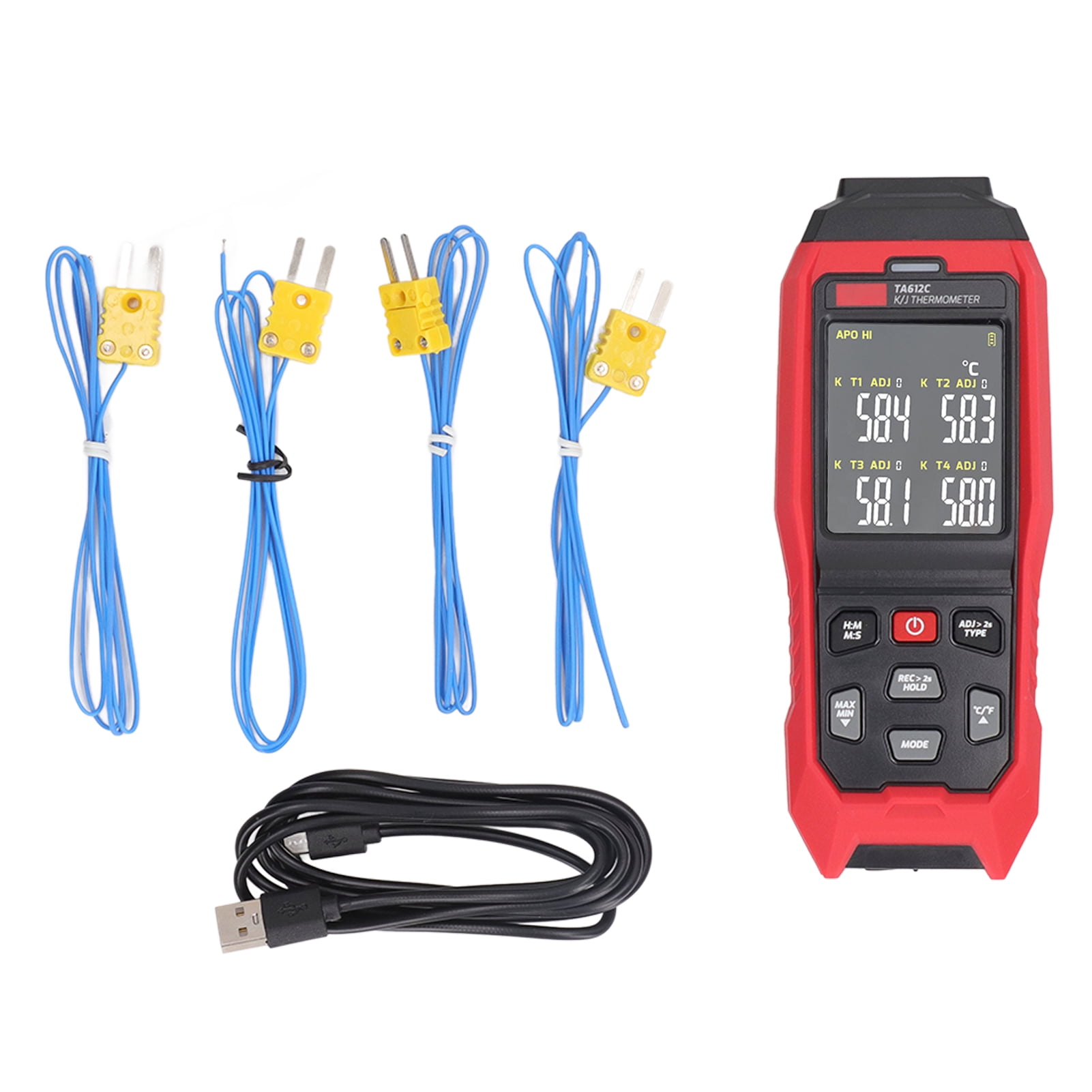 Termómetro termopar tipo K, 4 canales, medición precisa, termómetro ...