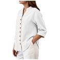 COMVALUE Womens Button Down Shirts Spring Summer Casual 3/4 Sleeve ...