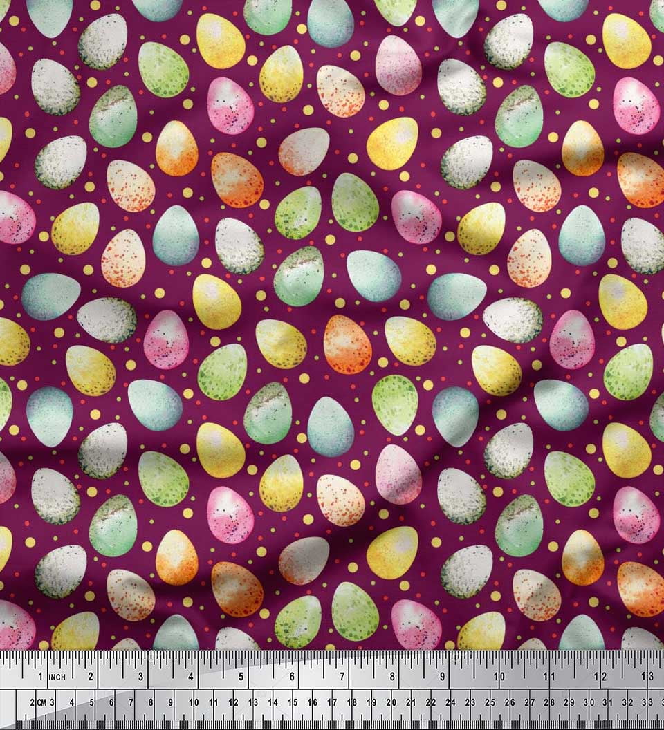 Soimoi Polyester Crepe Fabric Egg Easter Decor Fabric Printed Yard 52 ...
