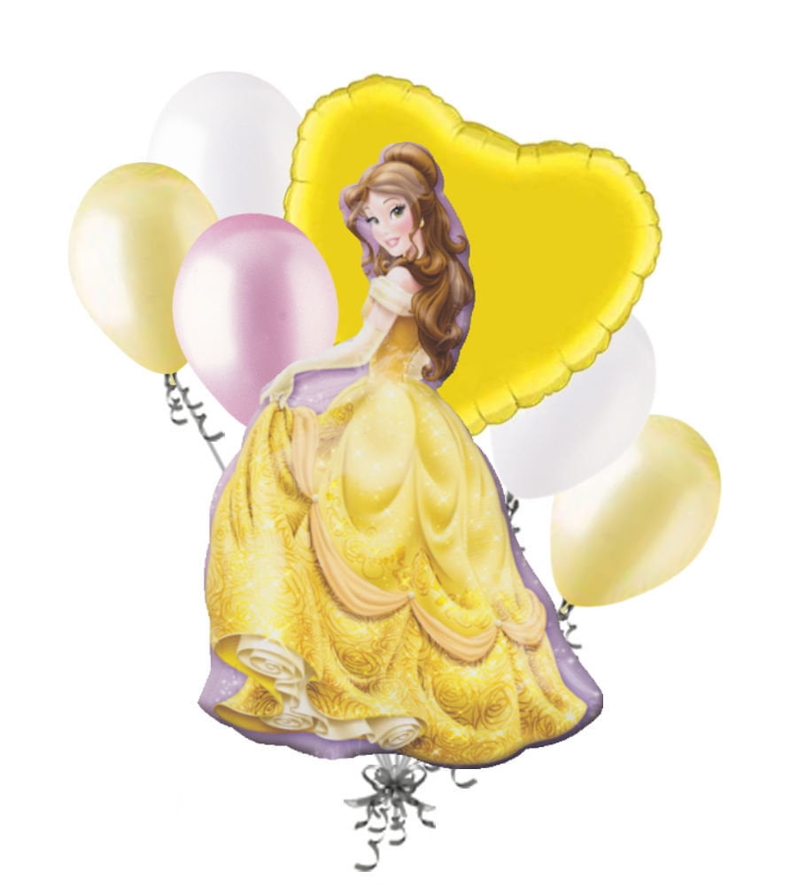 7 pc Belle Disney Princess Balloon Bouquet Happy Birthday Beauty & the ...