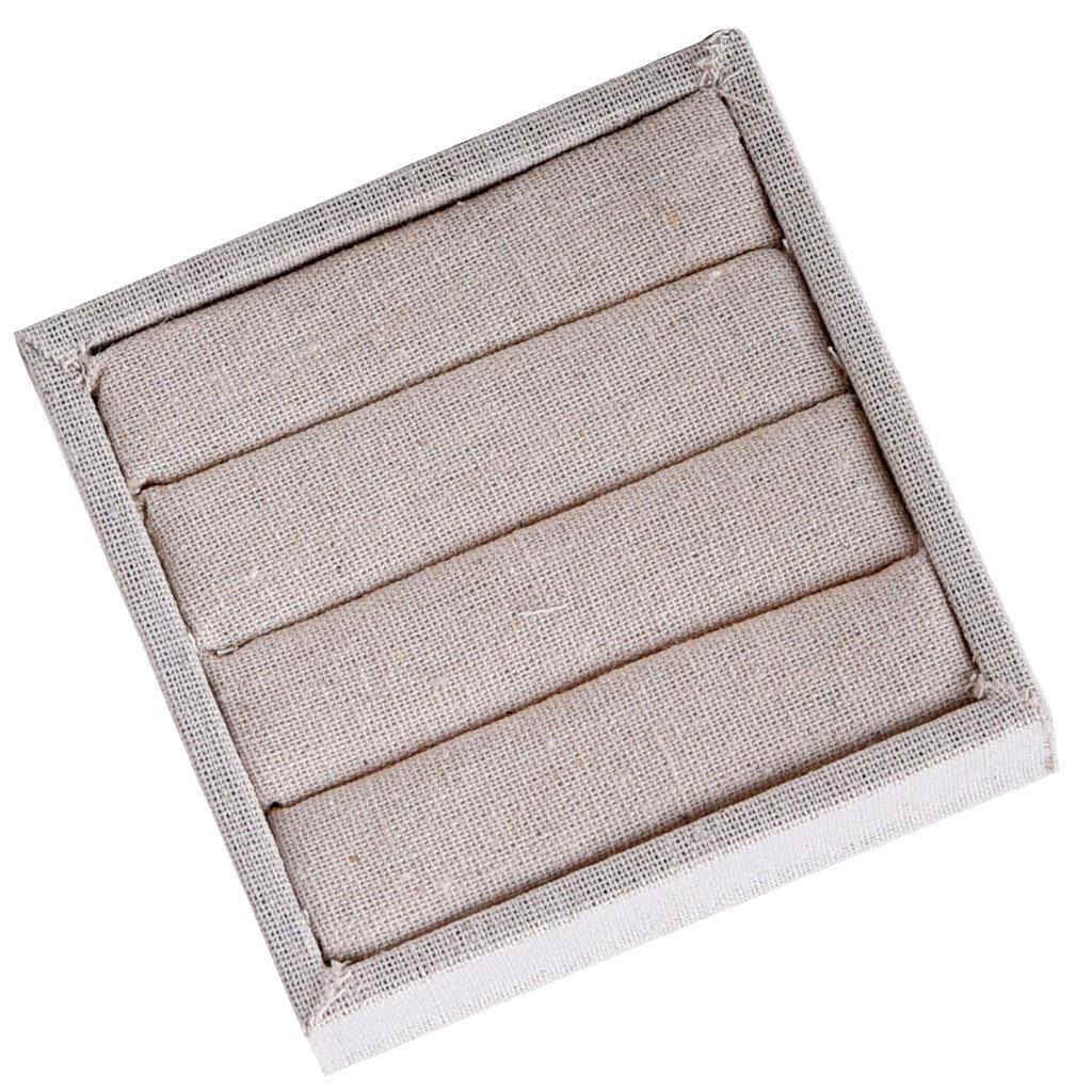 Burlap Slotted and Ears Display Tray Jewelry Showcase White Linen ...