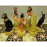 Egyptian Anubis Anubis Buff & Gold Chess Set W/ 14" Mosaic Color Board ...