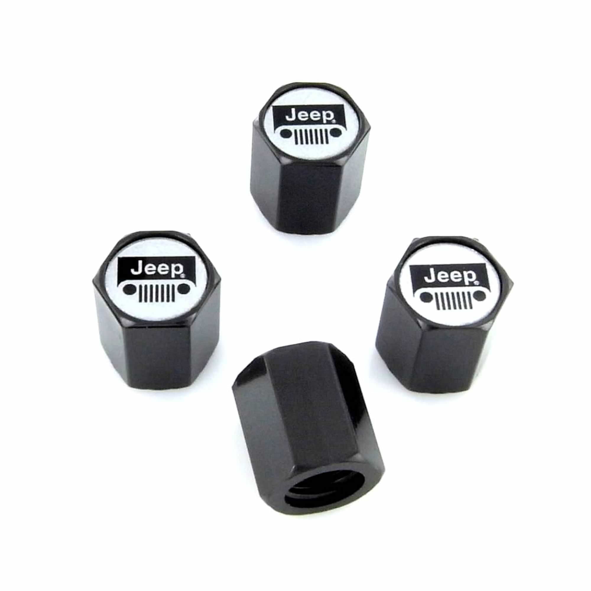 Jeep Grille Silver Logo Black Tire Stem Valve Caps - Walmart.com