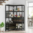 Tribesigns 5-Tier Corner Wine Rack, L Shaped Bar Cabinets, Wooden Wine ...
