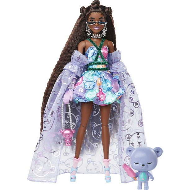 Barbie Extra Fancy Doll in Teddy-Print Gown with Sheer Train and ...