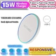 Ultra-Thin 15W Fast Wireless Charging Pad with LED Light, Portable ...