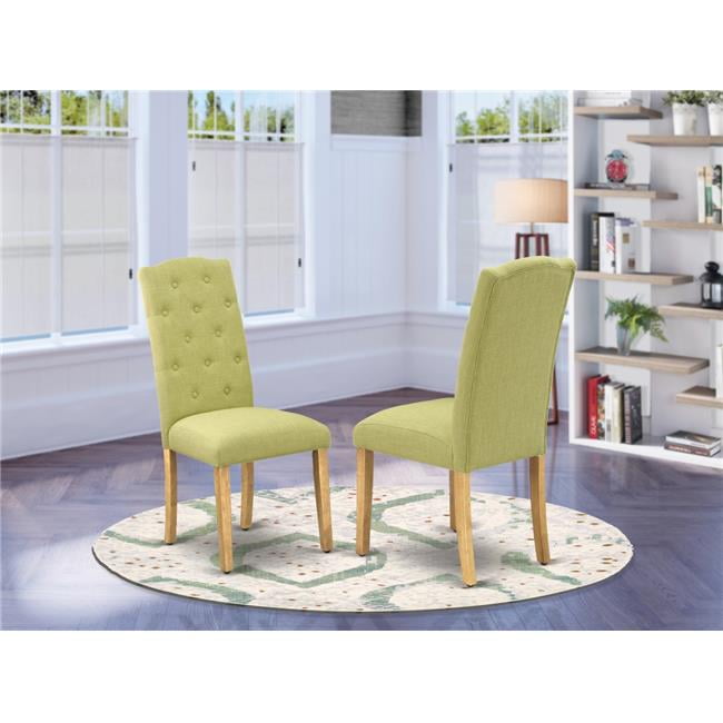 Celina Parson Chair with Oak Leg & Linen Fabric - Limelight - Set of 2 ...