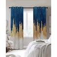 Blue Gold Blackout Curtains 84 Inches Long for Bedroom, Modern Street ...