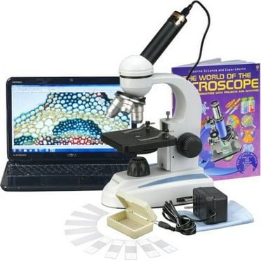 AmScope M600 Compound Monocular Microscope, WF10x Eyepiece, 40x-1000x ...