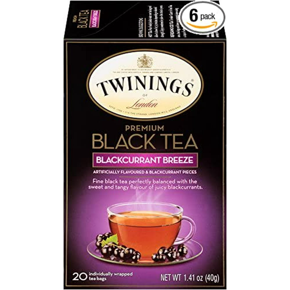 Twinings of London Blackcurrant Breeze Black Tea Bags, 20 Count (Pack ...