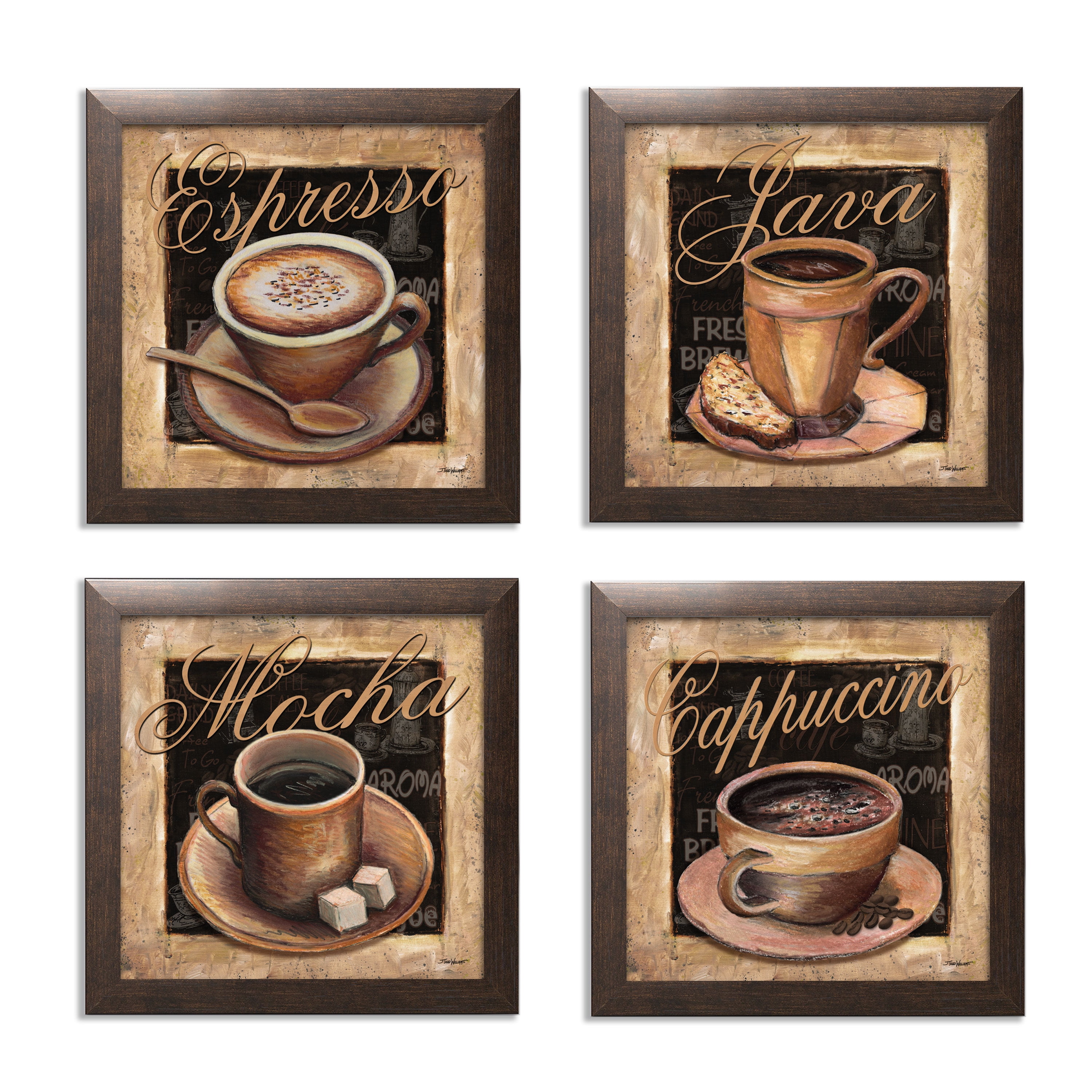 Classic Coffee Cups; Mocha, Cappuccino, Espresso, and Java Set; Kitchen ...