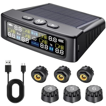 RV Tire Pressure Monitoring System, Tire Pressure Monitor with Solar Charge, TPMS with 6 Sensors ...
