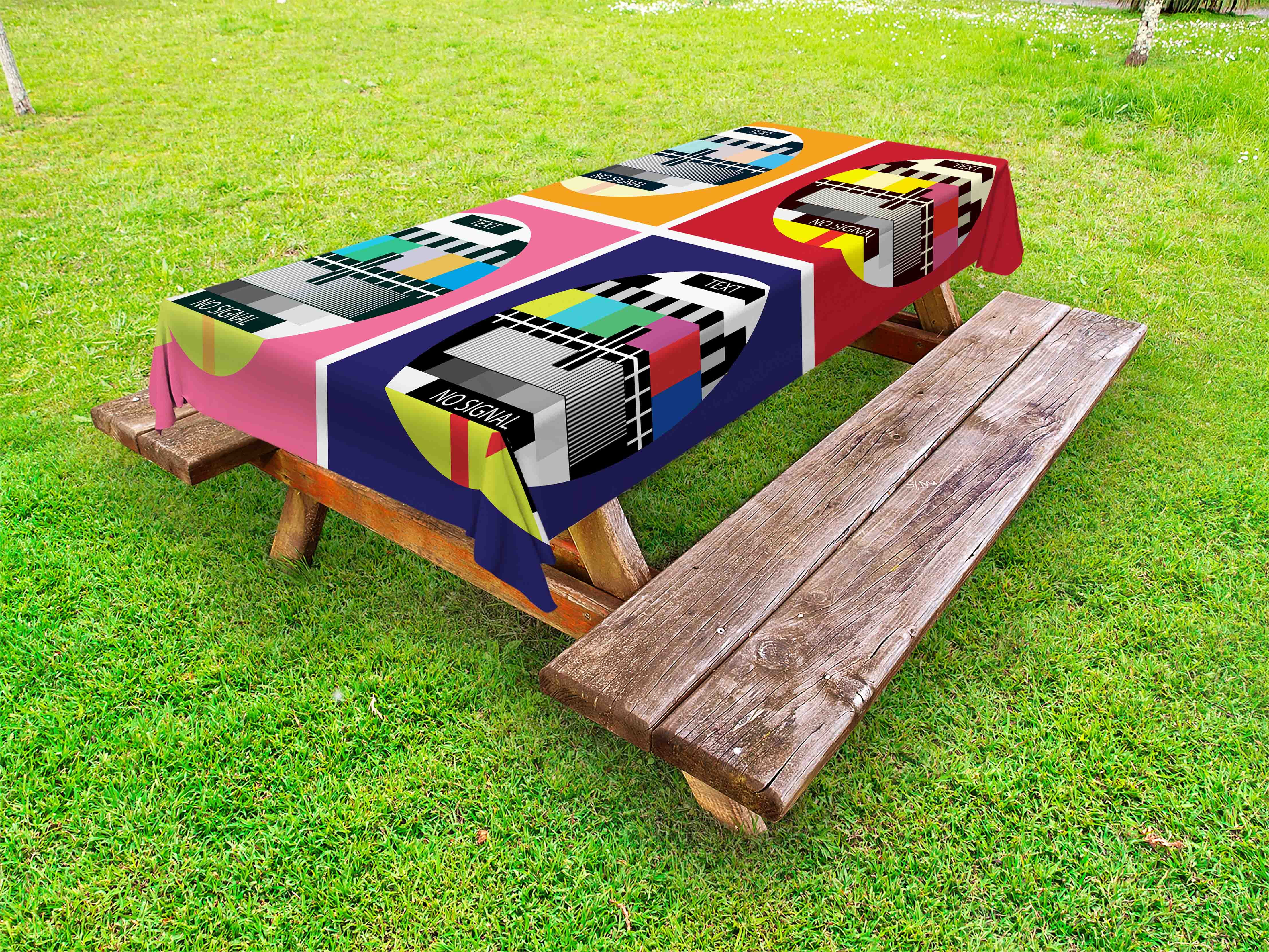 Modern Outdoor Tablecloth, Television Radio Channel Signal Digital Sign ...