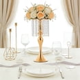 Gaderth Elegant Gold Crystal Candle Holder Centerpiece, 21.26in Tall ...