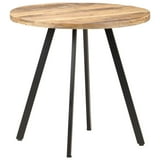 vidaXL Wooden Dining Table, 31.5" Rough Mango Wood with Black Iron Legs ...
