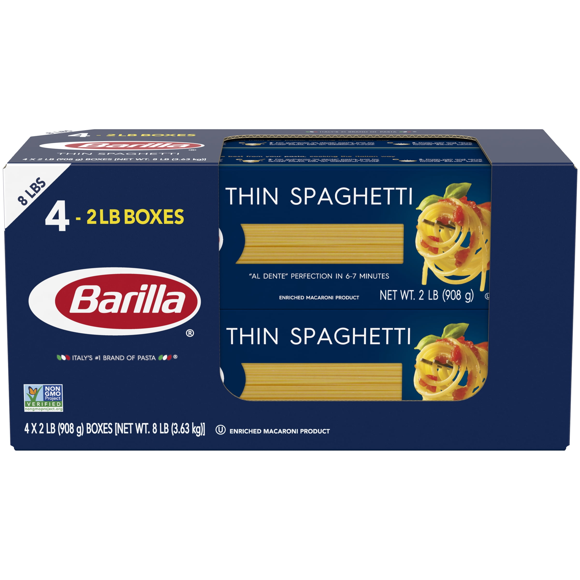 Barilla® Classic Blue Box Pasta Thin Spaghetti 4x32 oz - Walmart.com