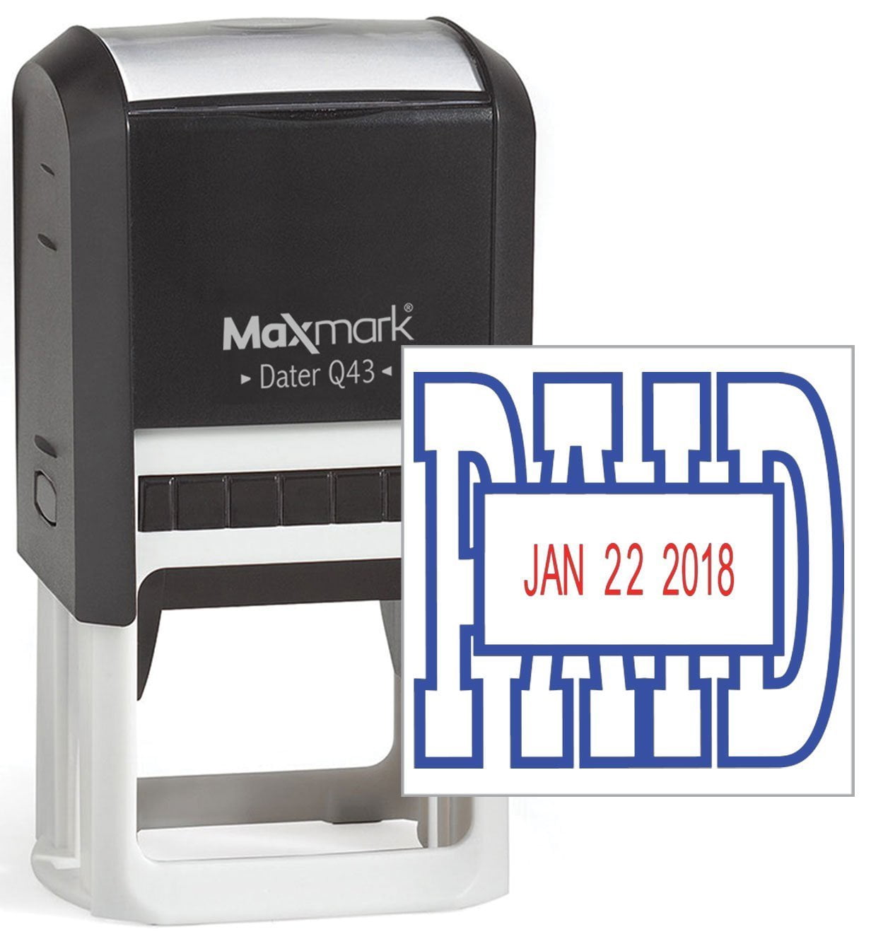 MaxMark Q43 (Large Size) Date Stamp with "PAID" Self Inking Stamp - 2 ...