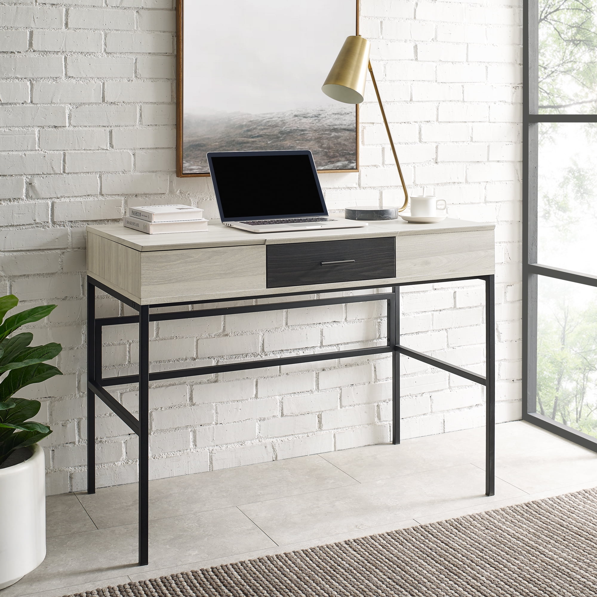 Manor Park Modern Lift Top Tablet Holder Writing Desk, Dark Walnut ...