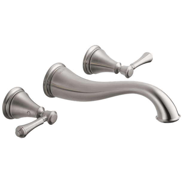 Delta Cassidy Two Handle Wall-Mount Bathroom Faucet Trim in Stainless ... Delta Cassidy Two Handle Wall-Mount Bathroom Faucet Trim in Stainless ...