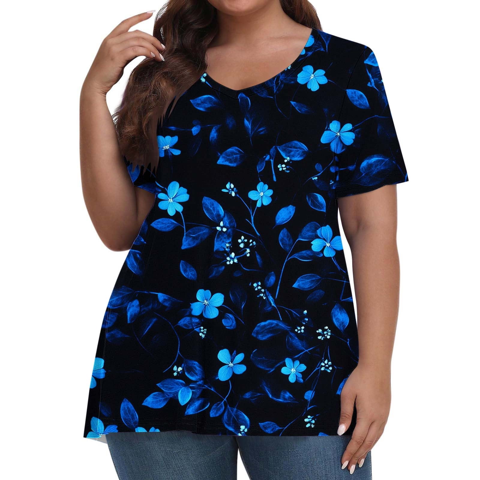 Click here for Aqestyerly Womens Casual Printed V‑neck Plus Size... prices