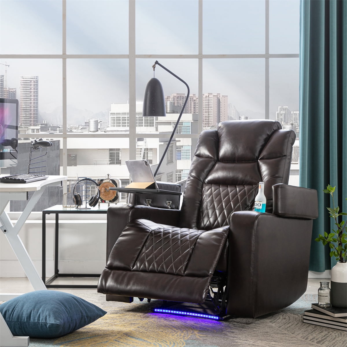 Power Motion Recliner with Ambient Lighting, USB Charge Port, 360 ...
