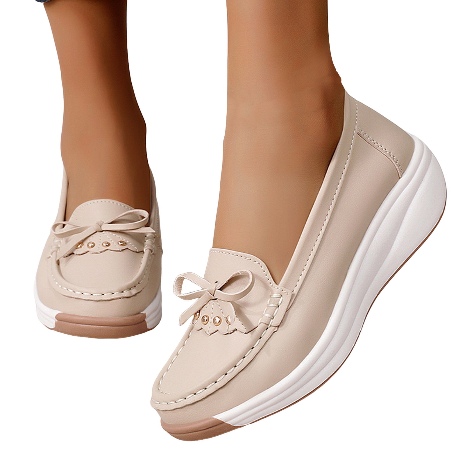 Click here for Oyedens Womens Platform Wedge Slip On Penny Loafer... prices