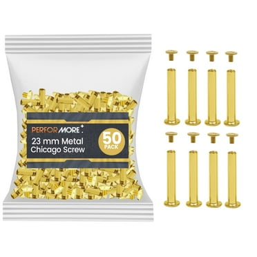 50 Pack of Chicago Screw Post Binding Screws, 6mm Brass Plated Metal ...