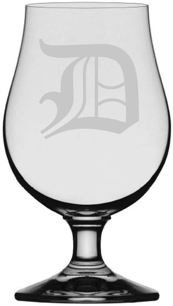 Old English Etched Monogram Glencairn Crystal Iona Beer Glass Letter D ...