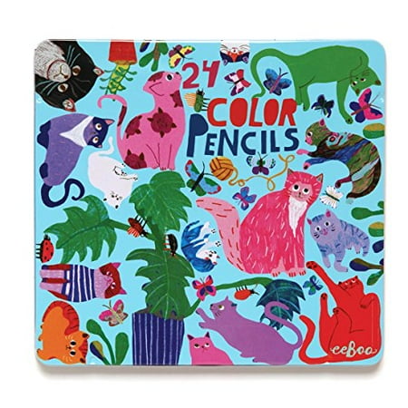 Eeboo Colored Pencils In Cats At Work Tin Case, Set Of 24 | Walmart Canada