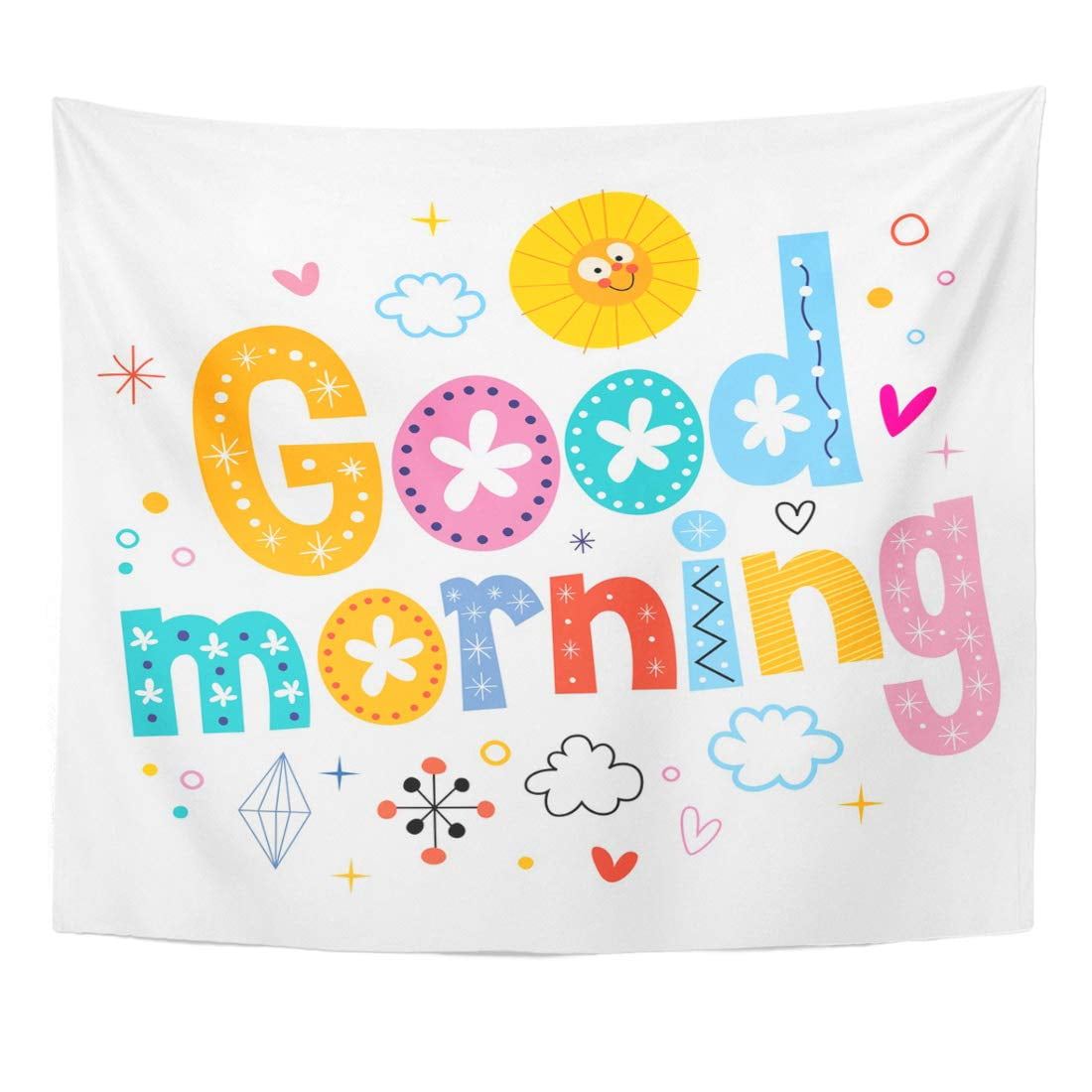 ZEALGNED Day White Kids Good Morning Word Energy Sign Text Wall Art ...