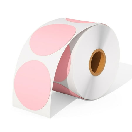 2 pack Pink Circle Thermal Sticker Labels, Self-Adhesive Round Direct ...